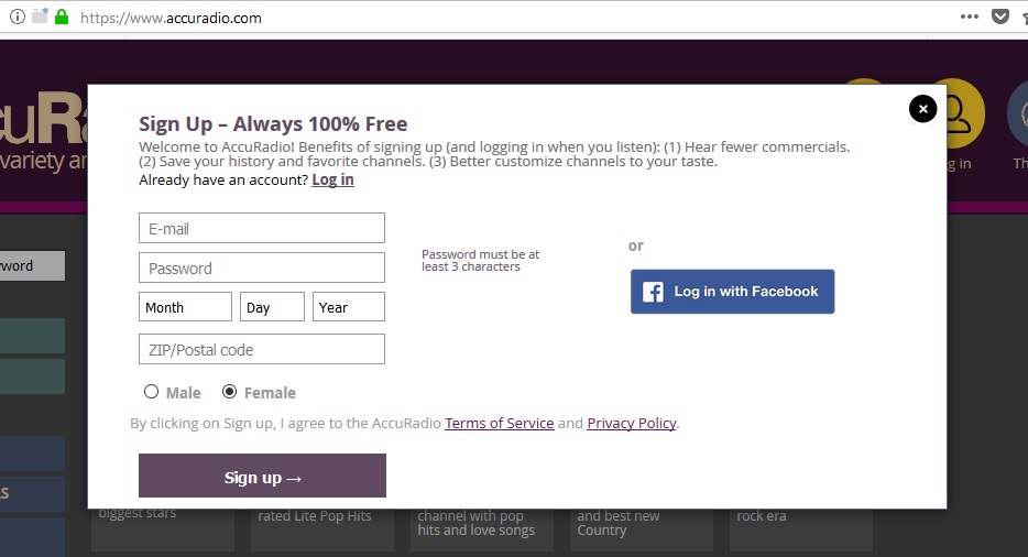 How to create an account – AccuRadio Support